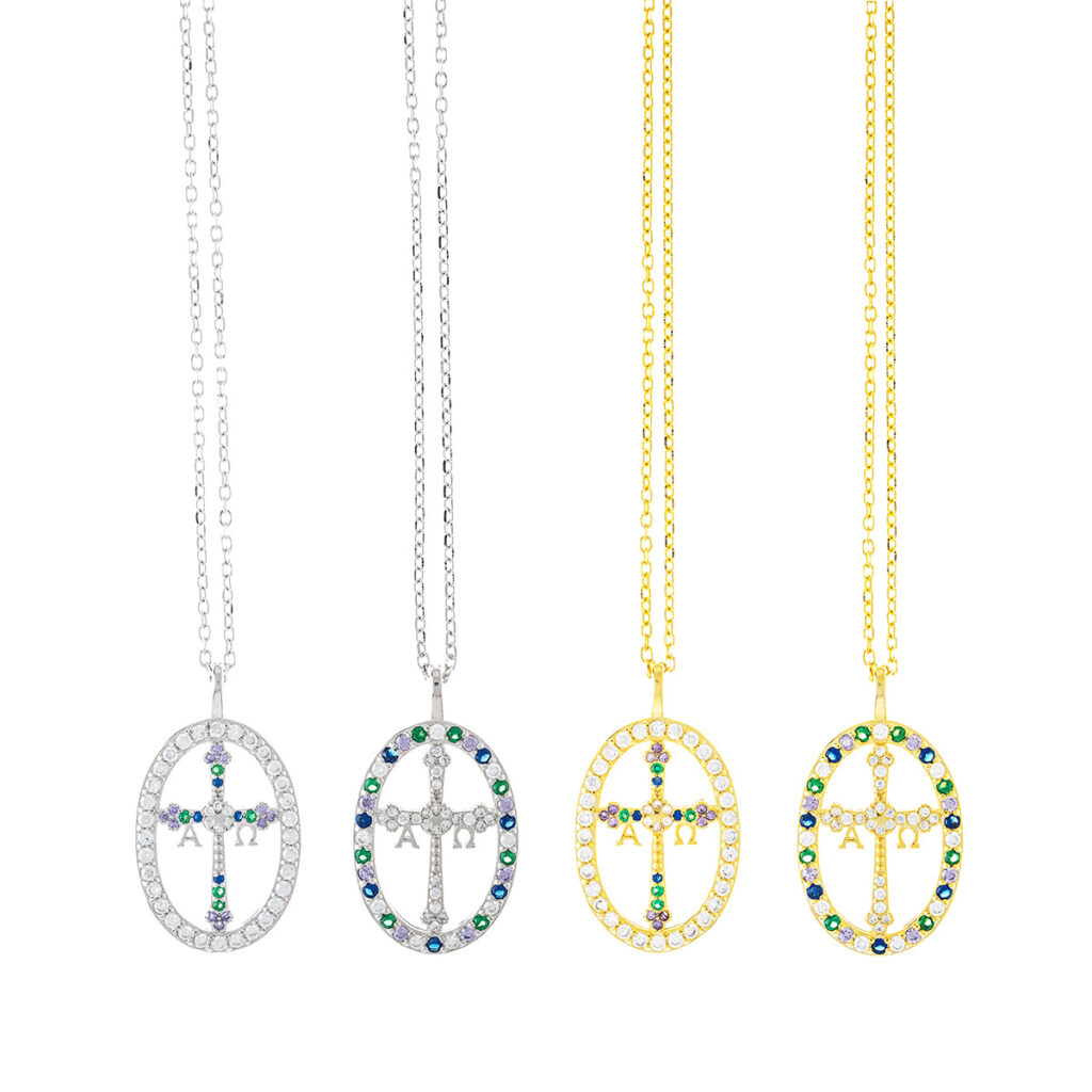 Collar con Cruz Asturias con orla circonitas | Colgantes religiosos