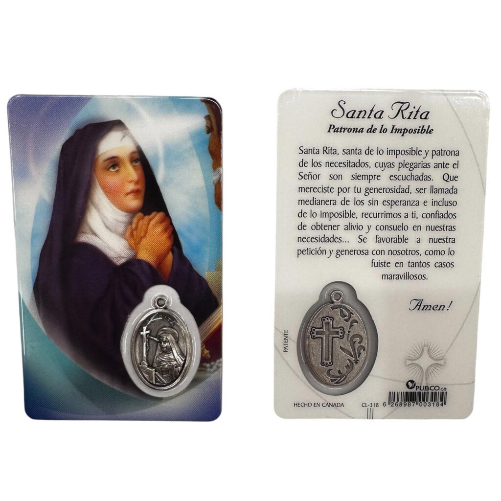Estampa santa Rita con oración en español | Estampas religiosas