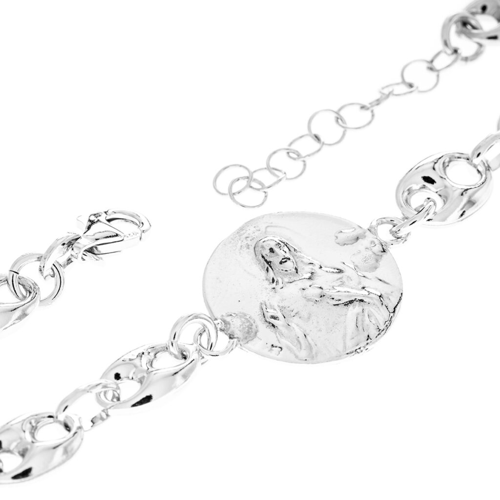Pulsera escapulario Virgen del Carmen de plata | Artículo religioso